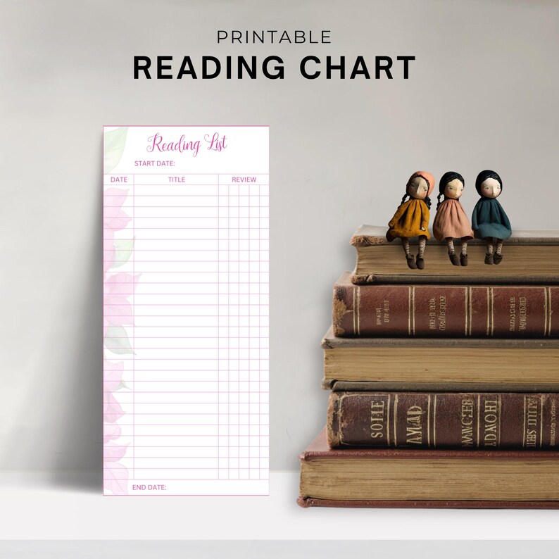 Printable Floral Bookmark Reading Log: Pink Book Tracker (digital ...