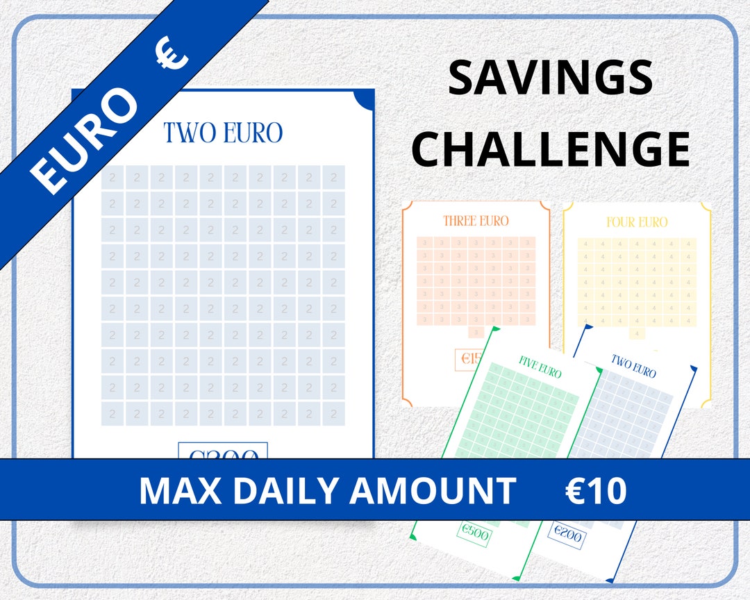 Euro Savings Tracker A6 Savings Challenge Charts Save Money in Euros ...