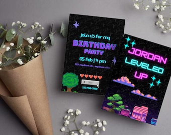 Editable 5"x7" Pixel Game Night Invitation - Printable Digital Download ...