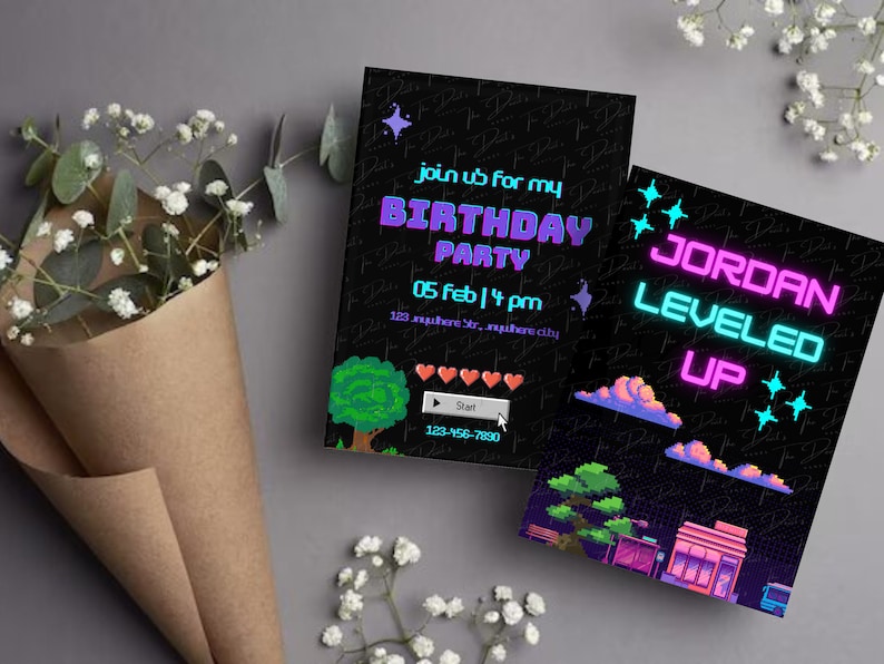 Editable Gamer Invitation Digital - Etsy