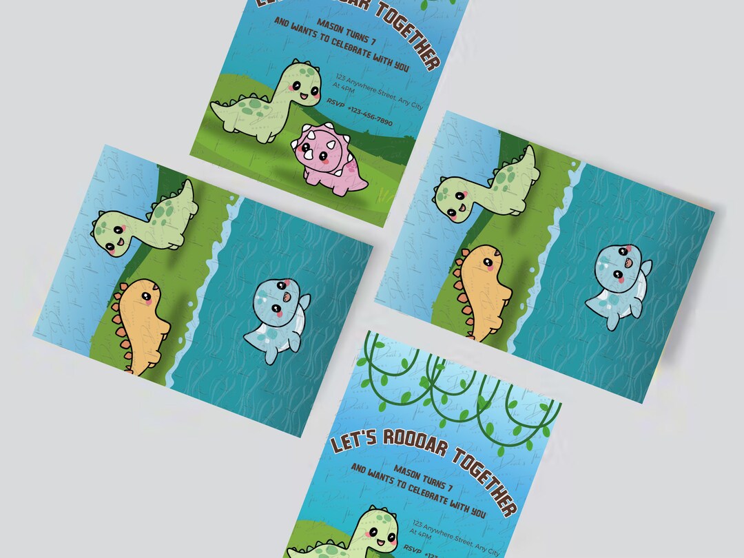Editable Dinosaur Invitation | Digital - Etsy