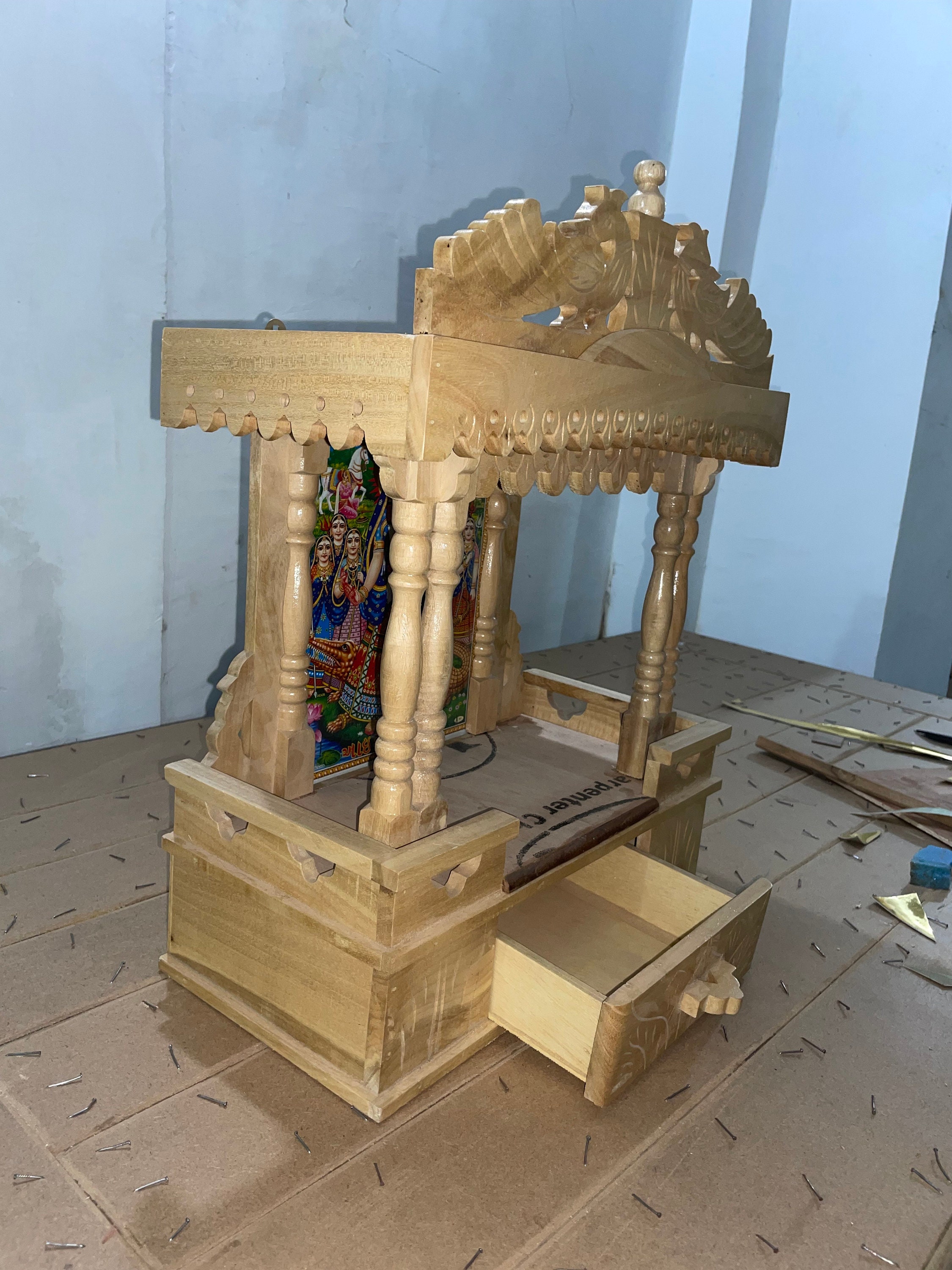 New Design 45cm Compact Size Temple for Home, Pooja Mandir Home ...