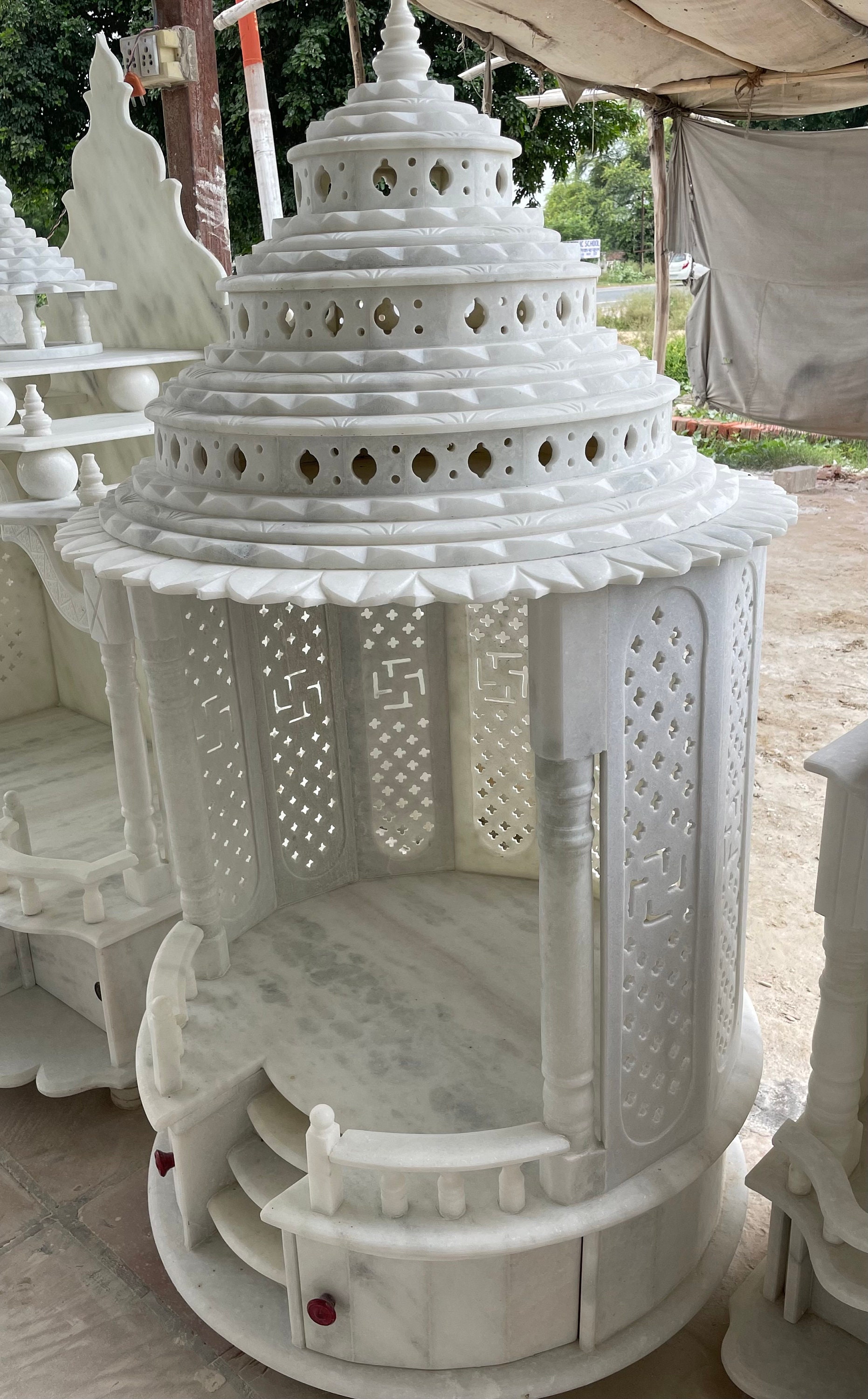 Best Quality White Marble Round Temple for Home, White Modern Shrine ...