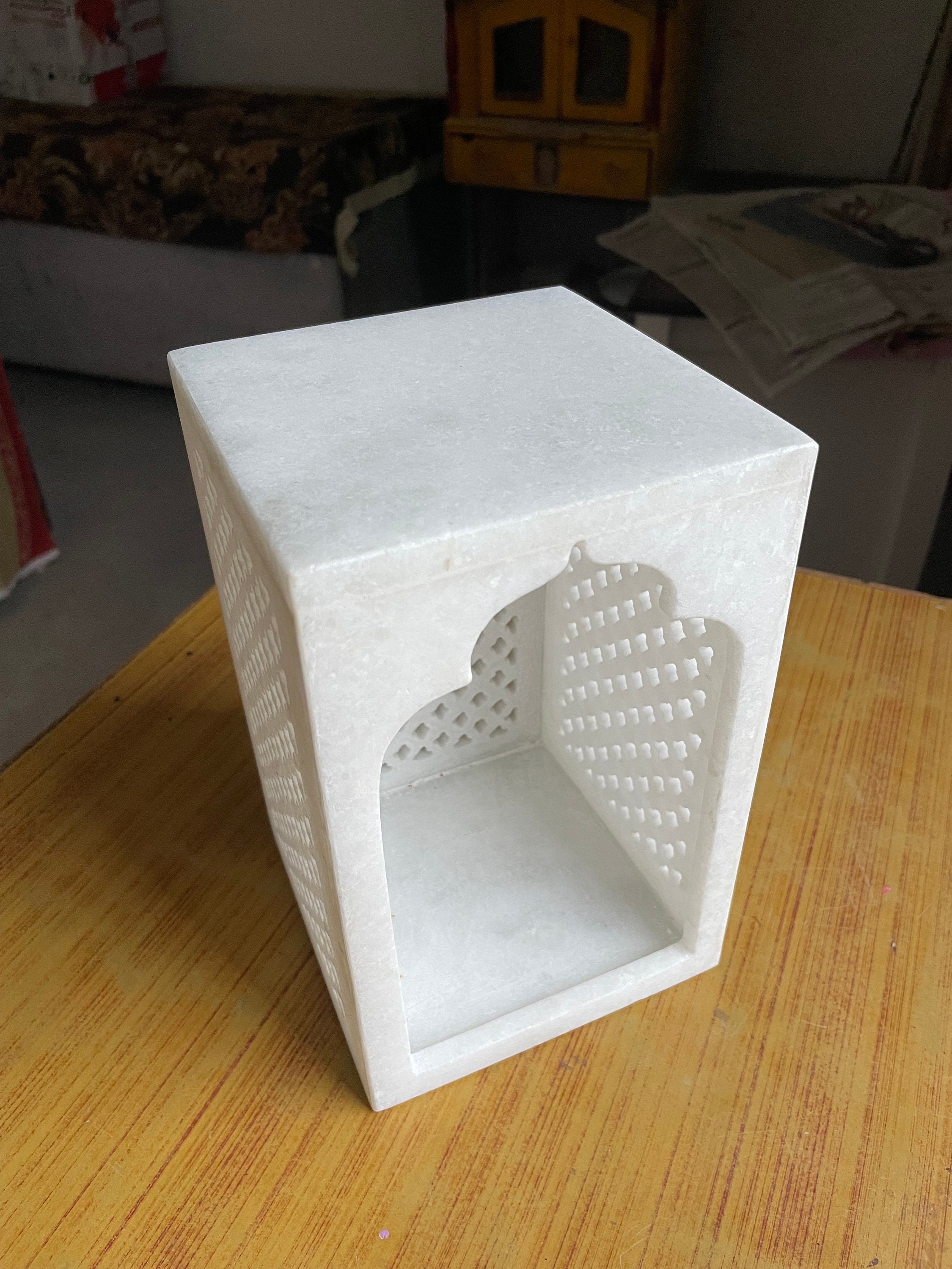 Compact Space Miniature White Marble Shrine, Small Marble Temple for ...