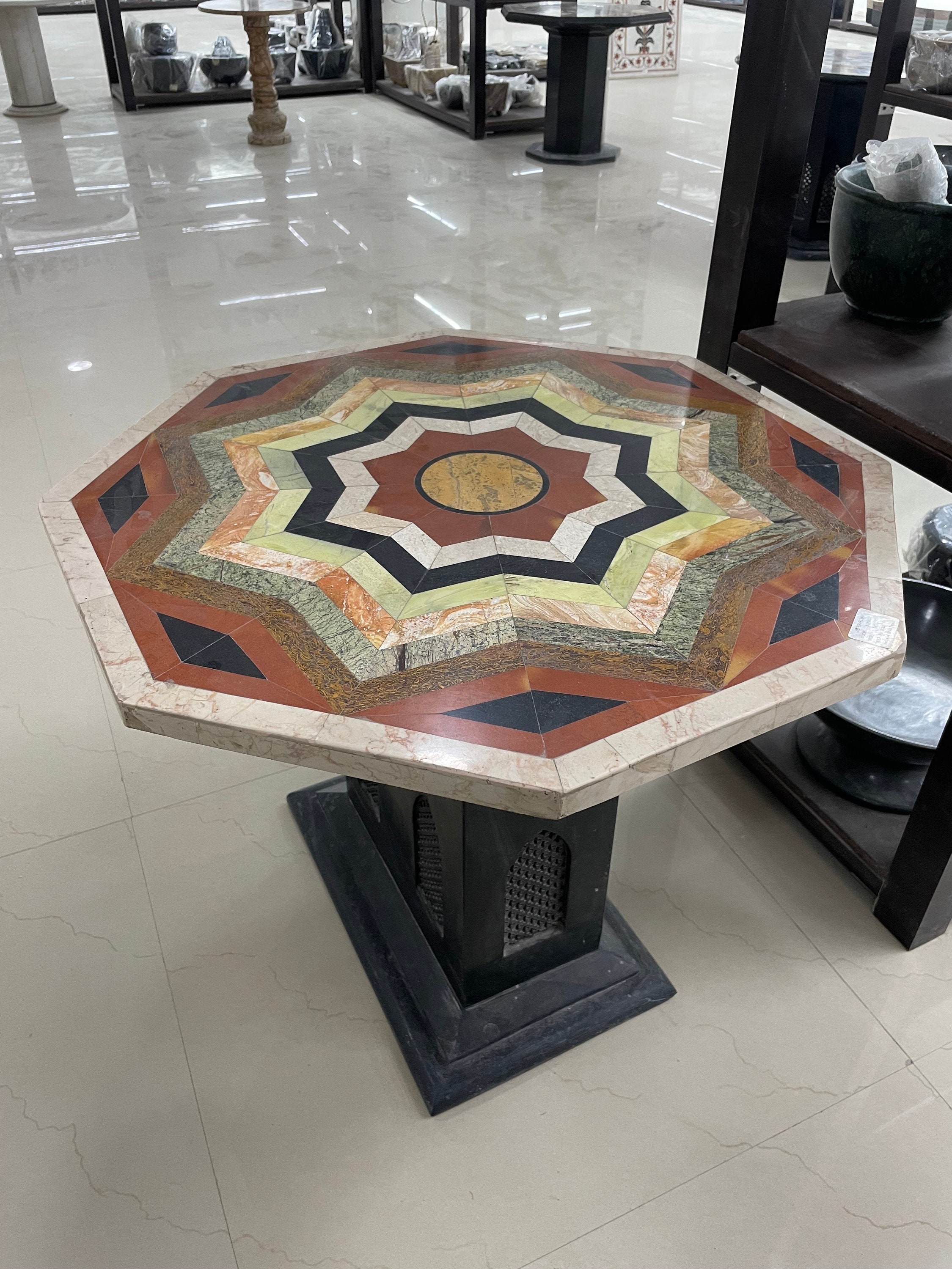 Inlay of 7 Different Marble Coffee Table Top, Side Marble Table, Coffee ...