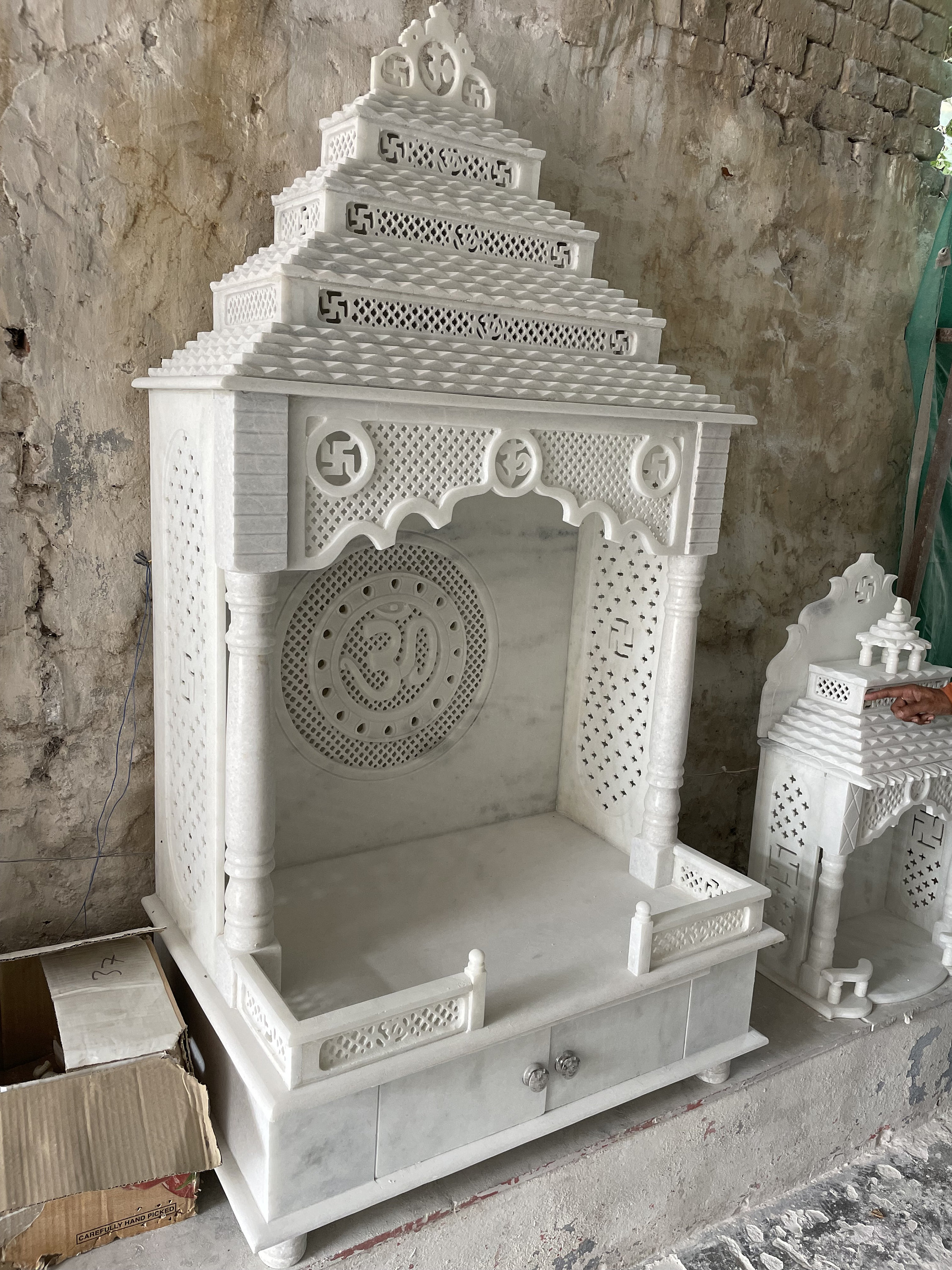 Small Beautifully Hand Carved Makrana Marble Temple for Home, White ...