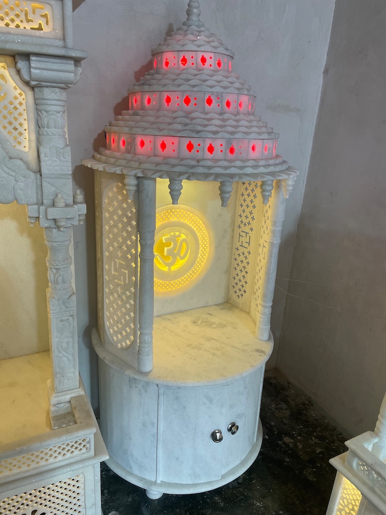 Best Quality White Marble Round Temple for Home, White Modern Shrine ...