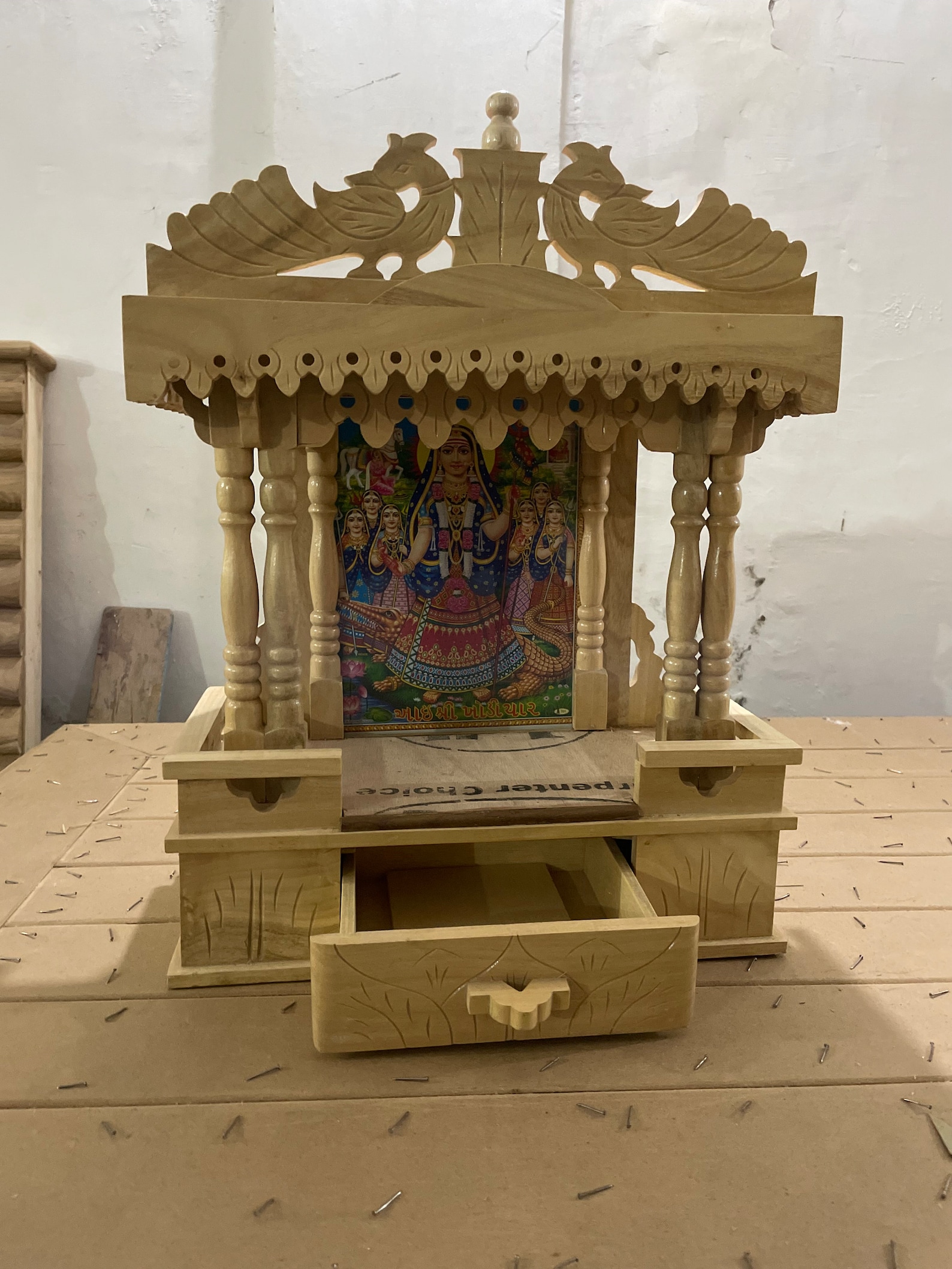 Handmade Wooden Temple, Compact Pooja Mandir (45cm) - Etsy
