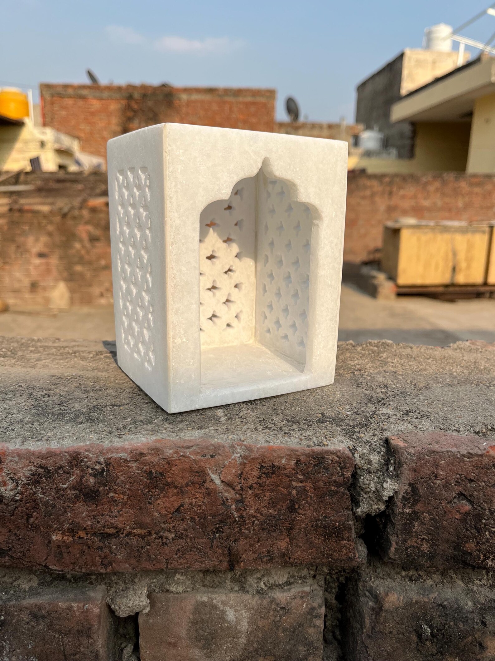 White Marble Jali Work Temple, Marble Shrine for Gifting - Etsy
