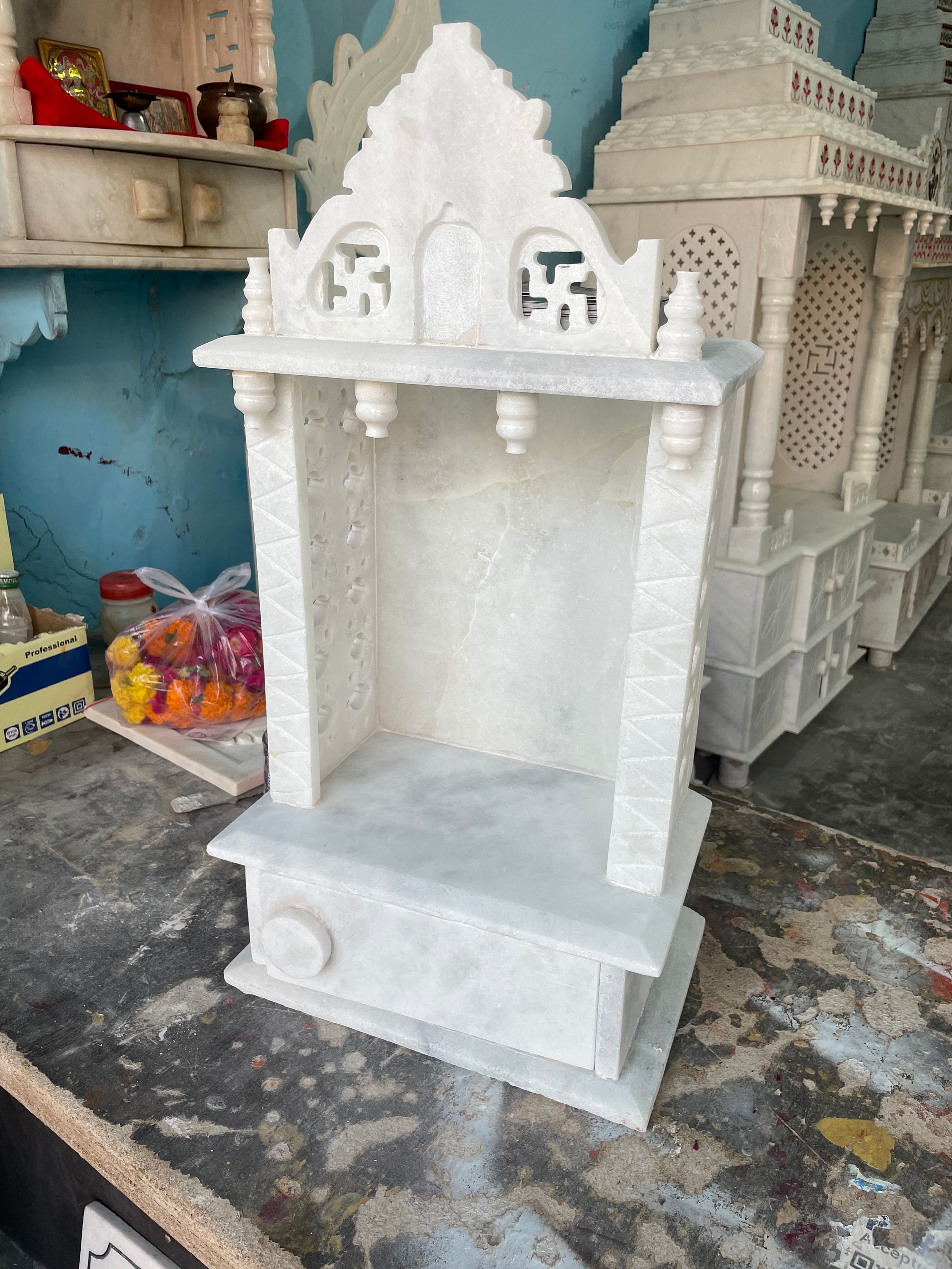 Compact Size Marble Temple for Home Pooja, White Marble Mandir - Etsy