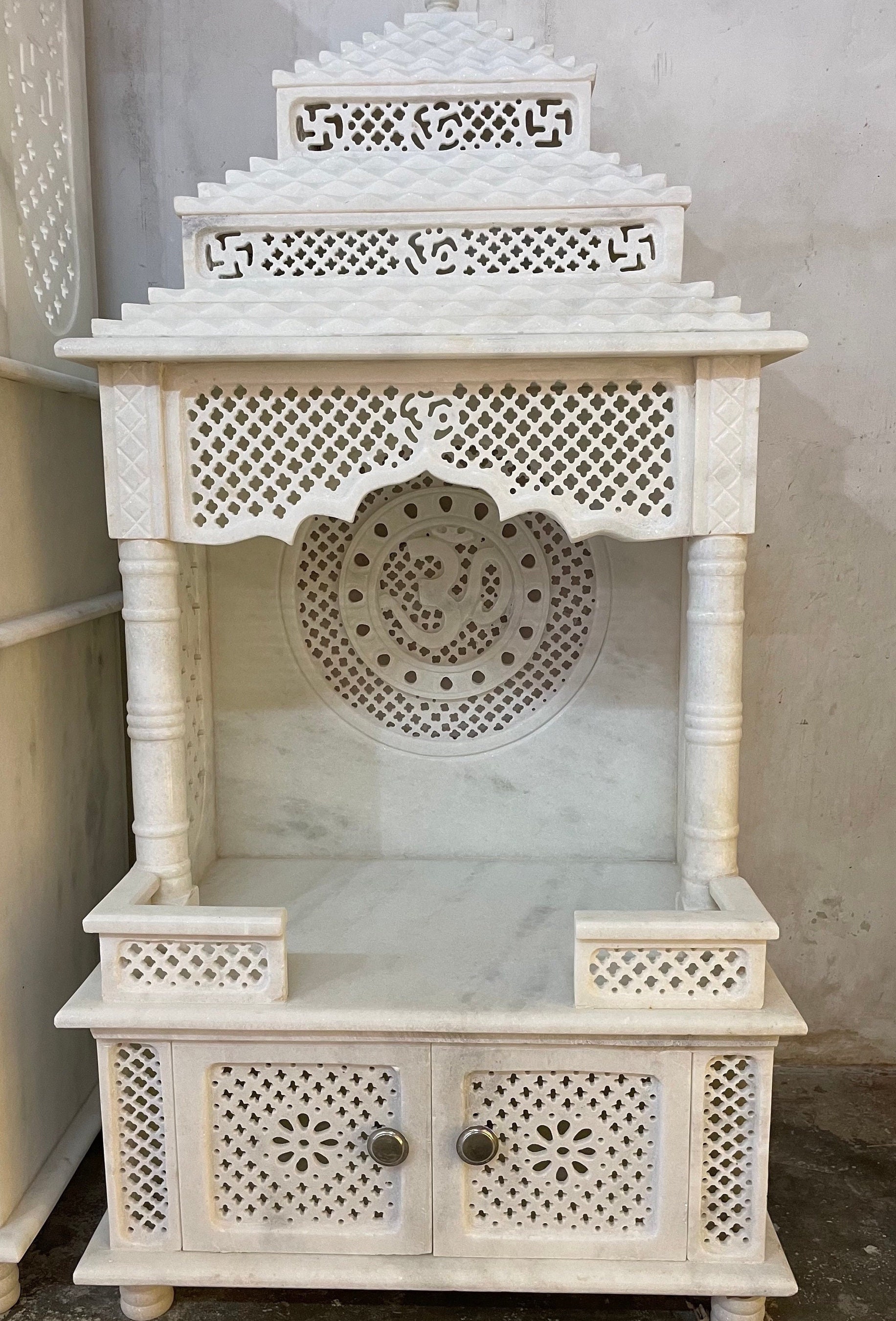 Compact Size White Marble Temple for Indoor, Marble Mandir, Makrana ...