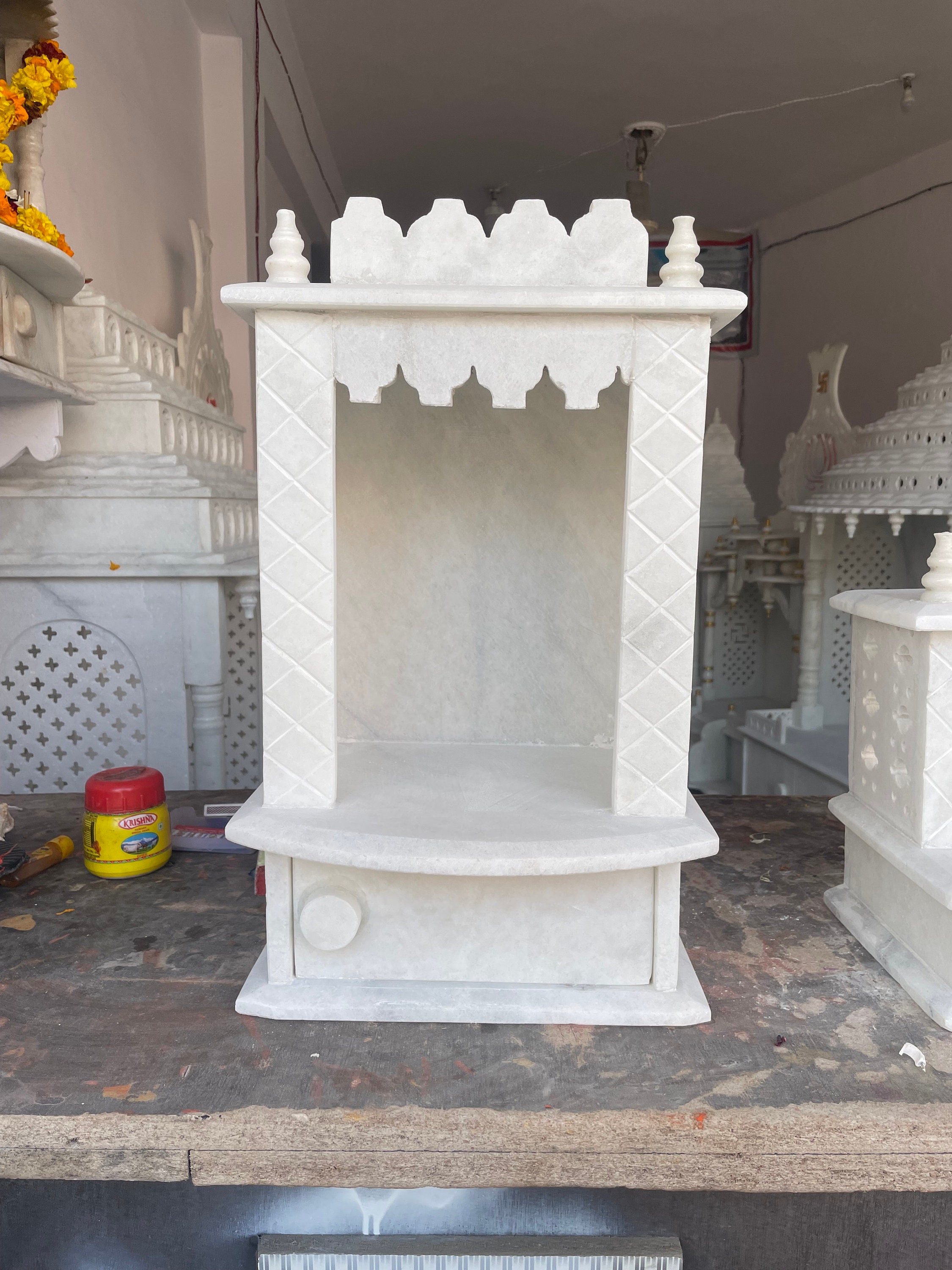 Small Size Marble Temple, White Marble Small Temple for Home Pooja ...