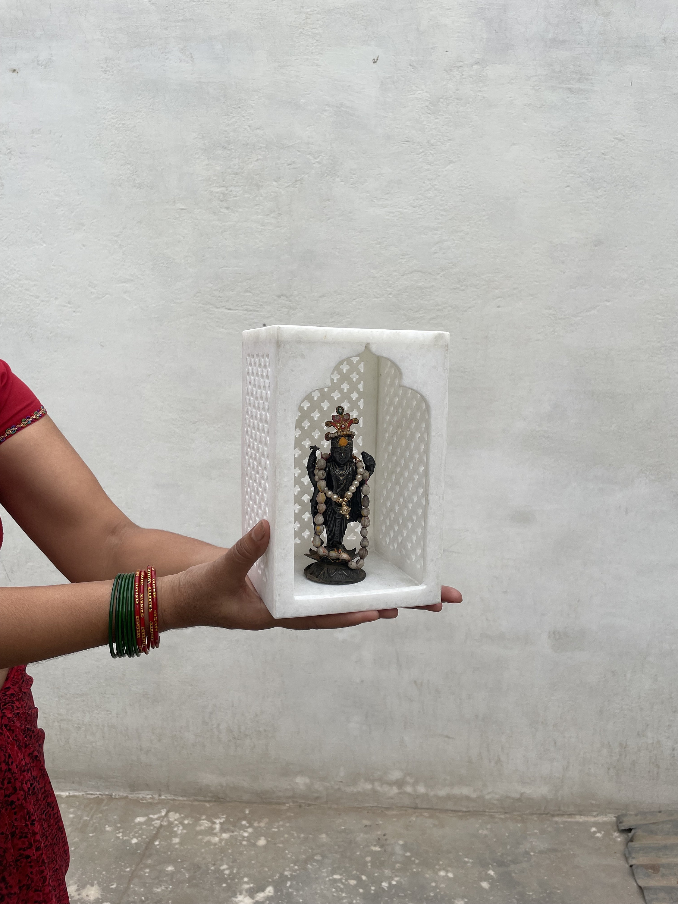 Compact Space Miniature White Marble Shrine, Small Marble Temple for ...