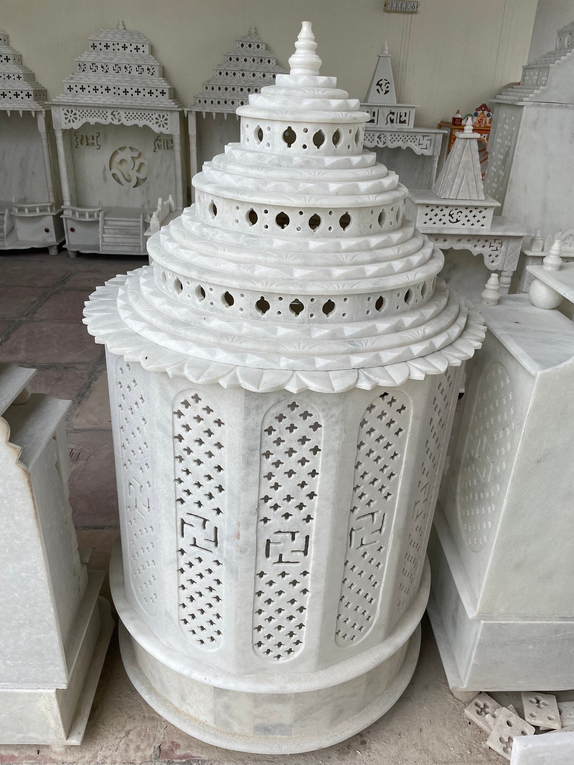 Best Quality White Marble Round Temple for Home, White Modern Shrine ...