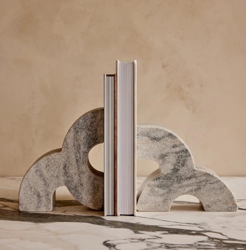 Modern White Marble Bookends, the Leo Design, Decorative Book Ends Pair ...
