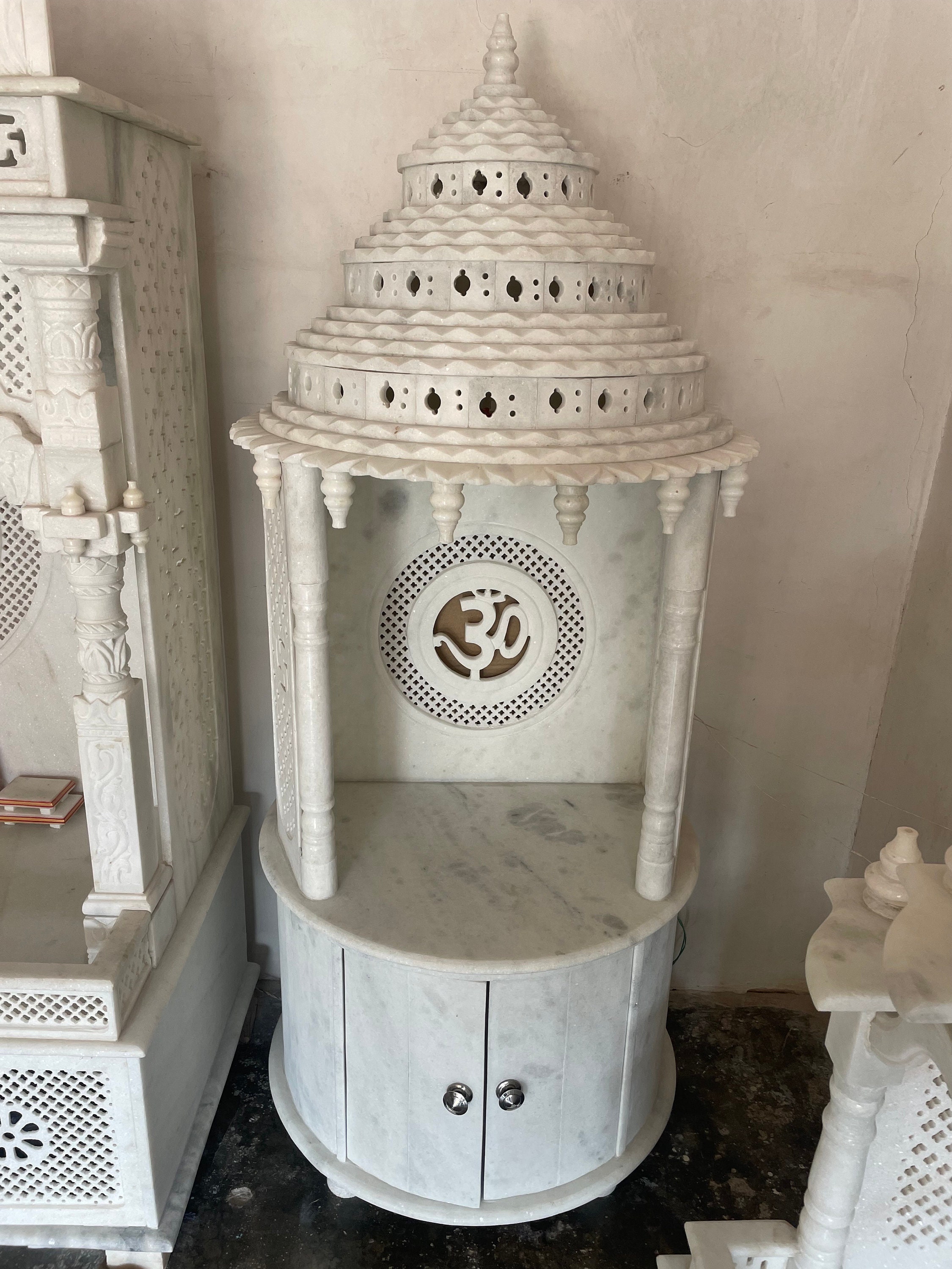 Best Quality White Marble Round Temple for Home, White Modern Shrine ...