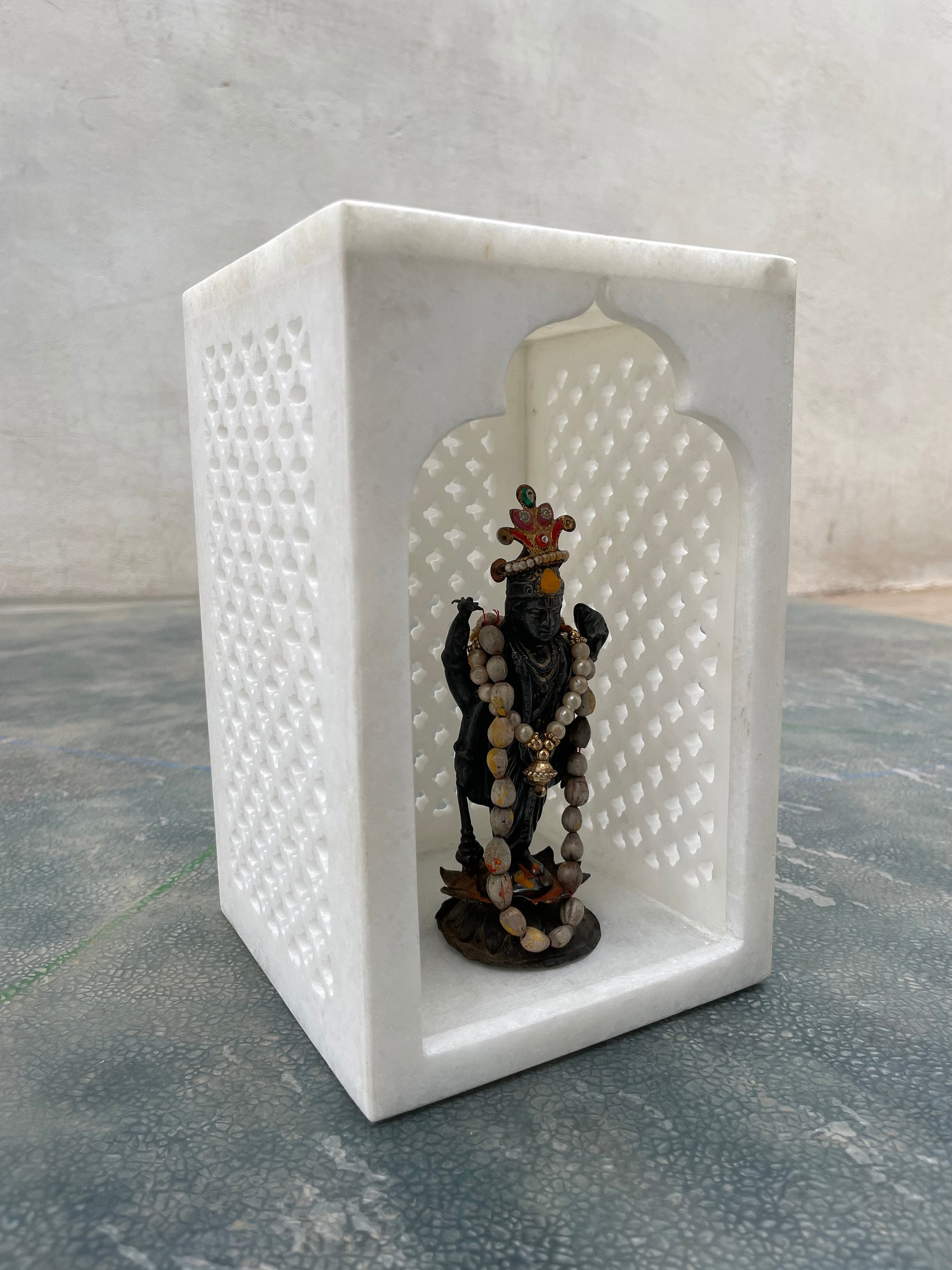 Compact Space Miniature White Marble Shrine, Small Marble Temple for ...