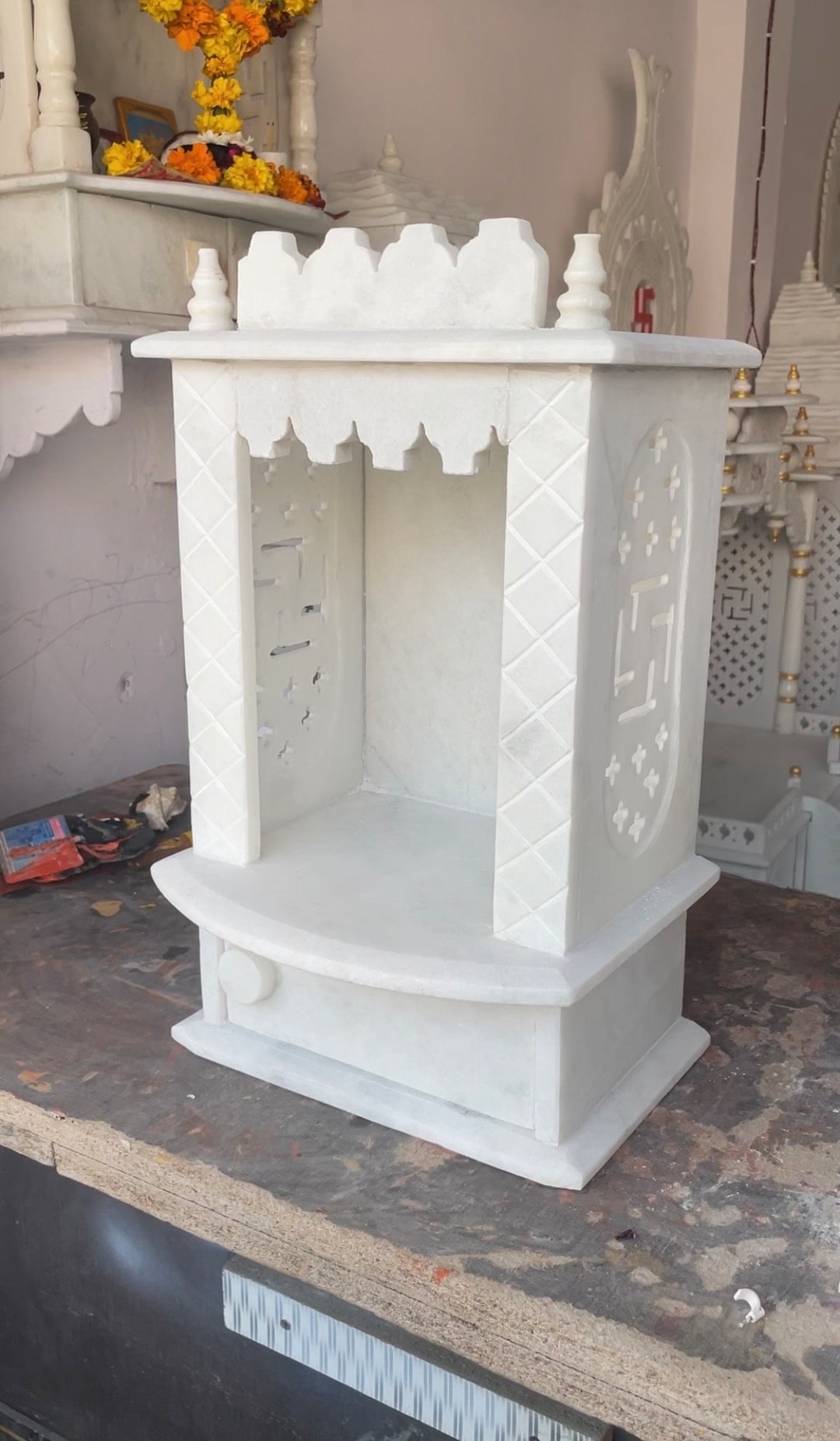Small Size Marble Temple, White Marble Small Temple for Home Pooja ...