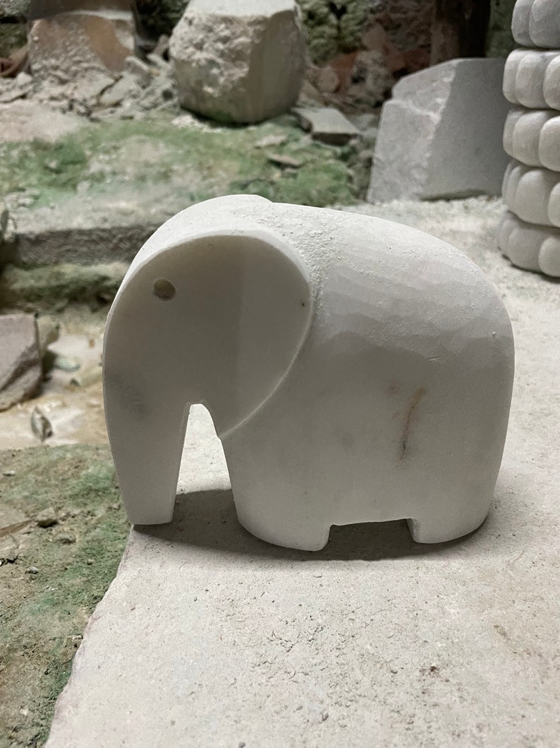 Hand Carved White Marble Elephant Sculpture, Home Decor, - Etsy