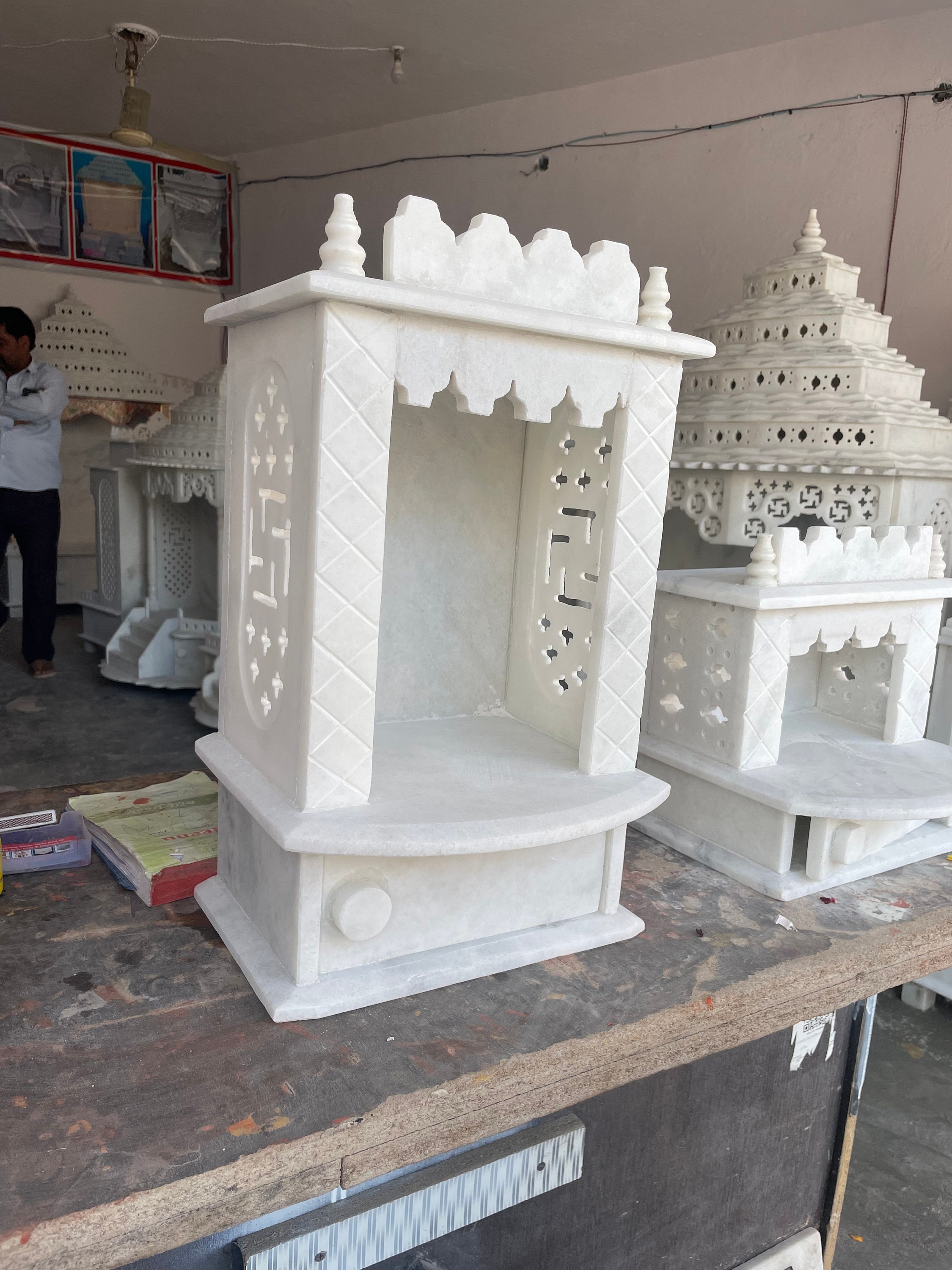 Small Size Marble Temple, White Marble Small Temple for Home Pooja ...