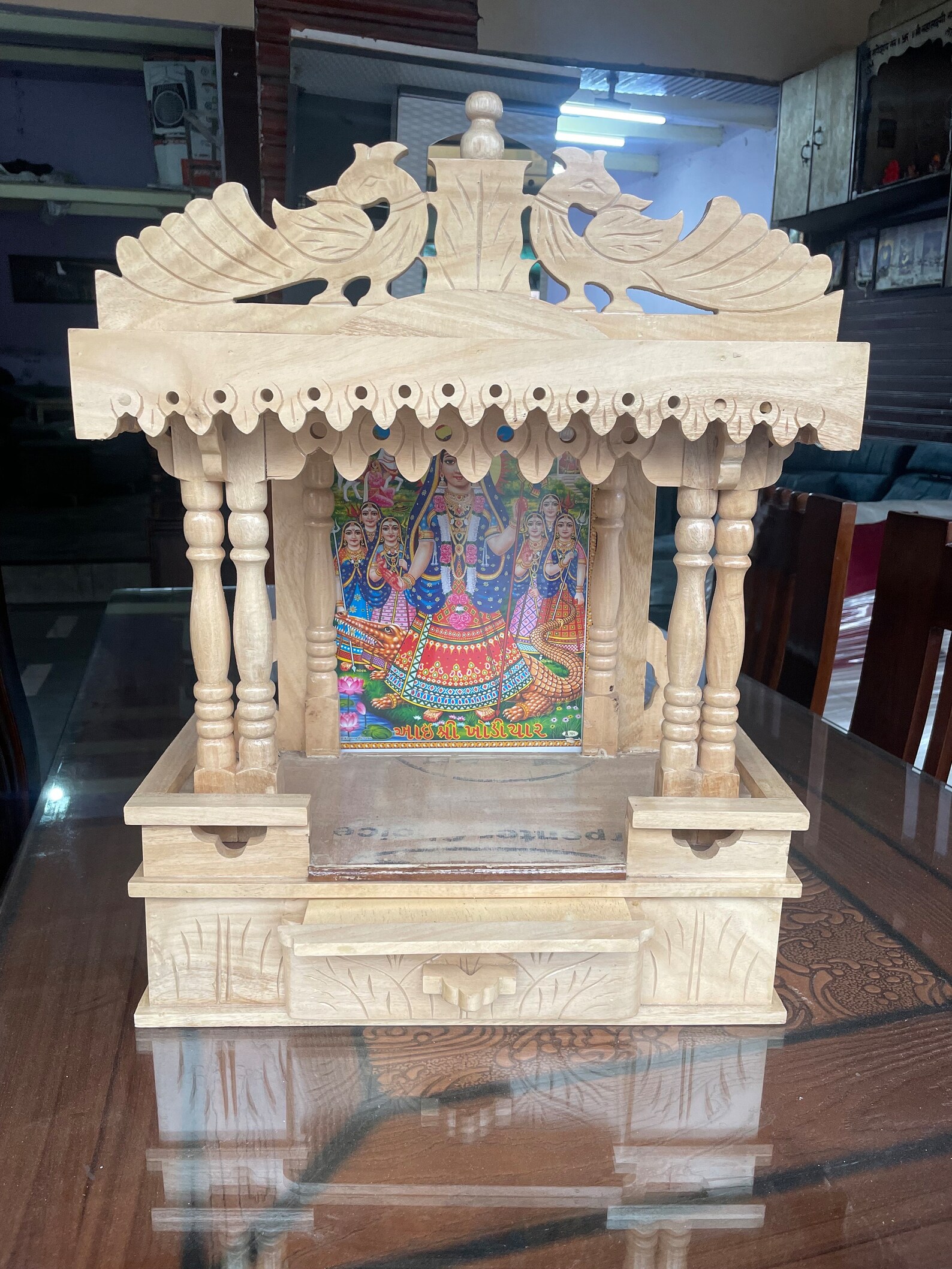 Handmade Wooden Temple, Compact Pooja Mandir (45cm) - Etsy