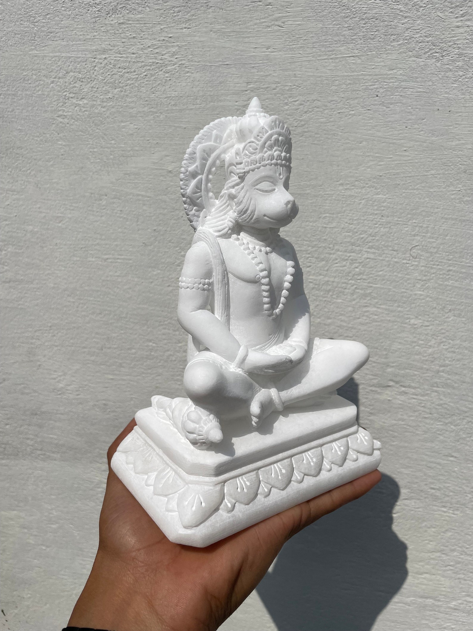Lord Hanuman Statue 17cm, Meditating Hanuman Marble Statue in Fine Art ...