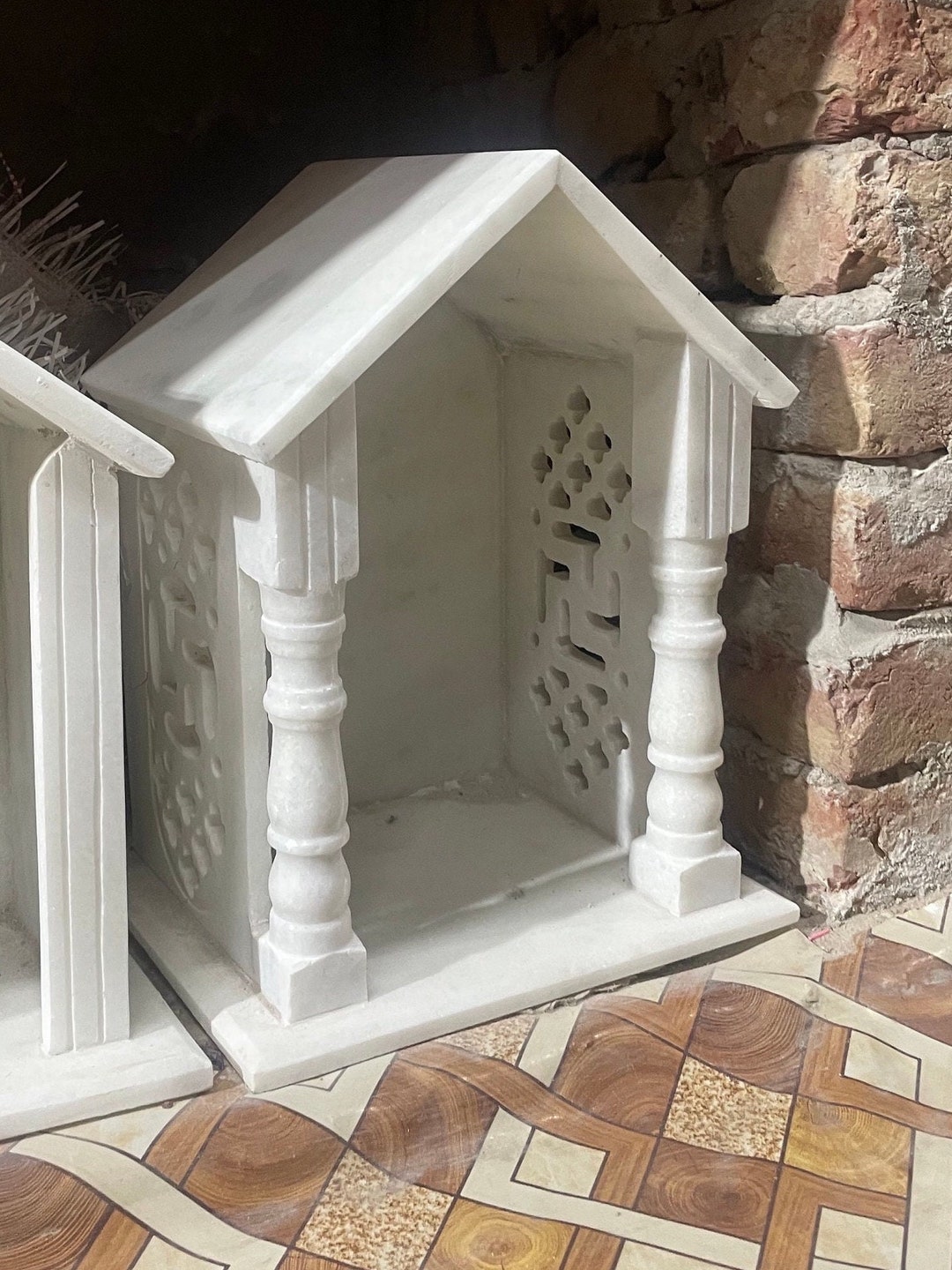 Hut Design Marble Temple for Home, Cottage Temple, Spiritual Space ...