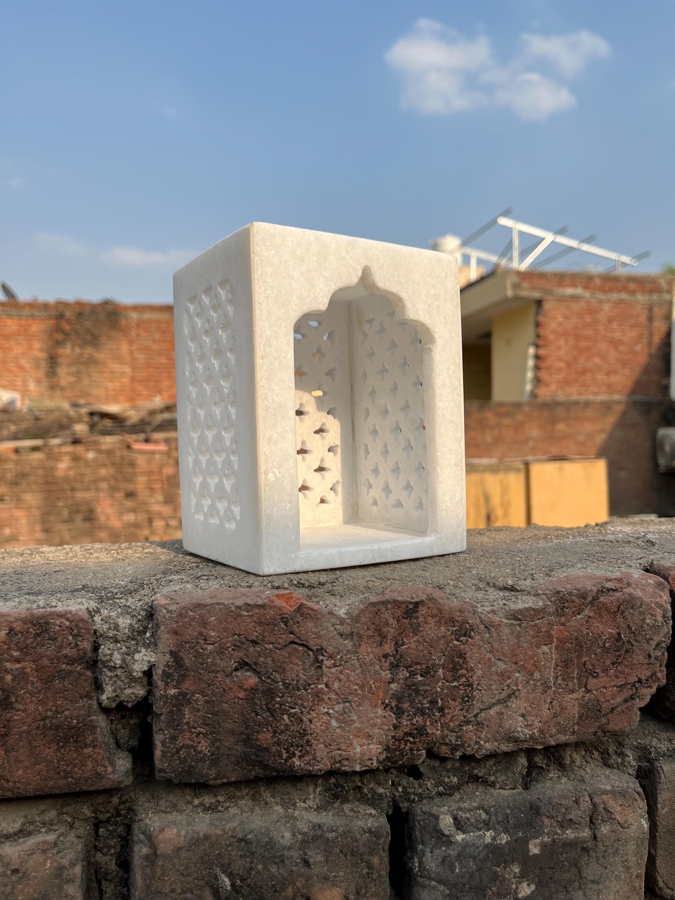 White Marble Jali Work Temple, Marble Shrine for Gifting - Etsy