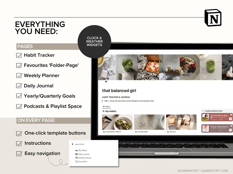 Notion Food Freedom Habit Tracker Journal Notion Template - Etsy