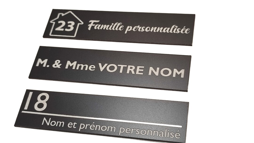 Personalized Black and White Mailbox Plate in Two-tone ABS - 10 X 2.5cm ...