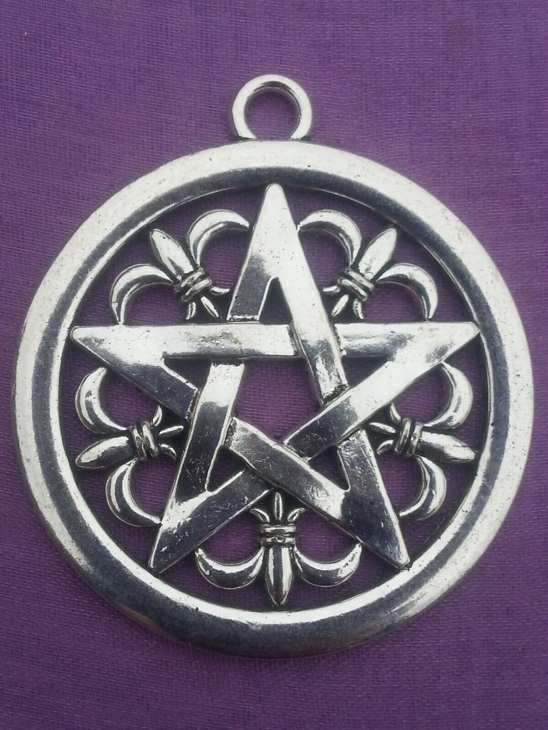 2 X Very Large PENTACLE/PENTAGRAM Charm Pendant Tibetan Silver 46mm X ...