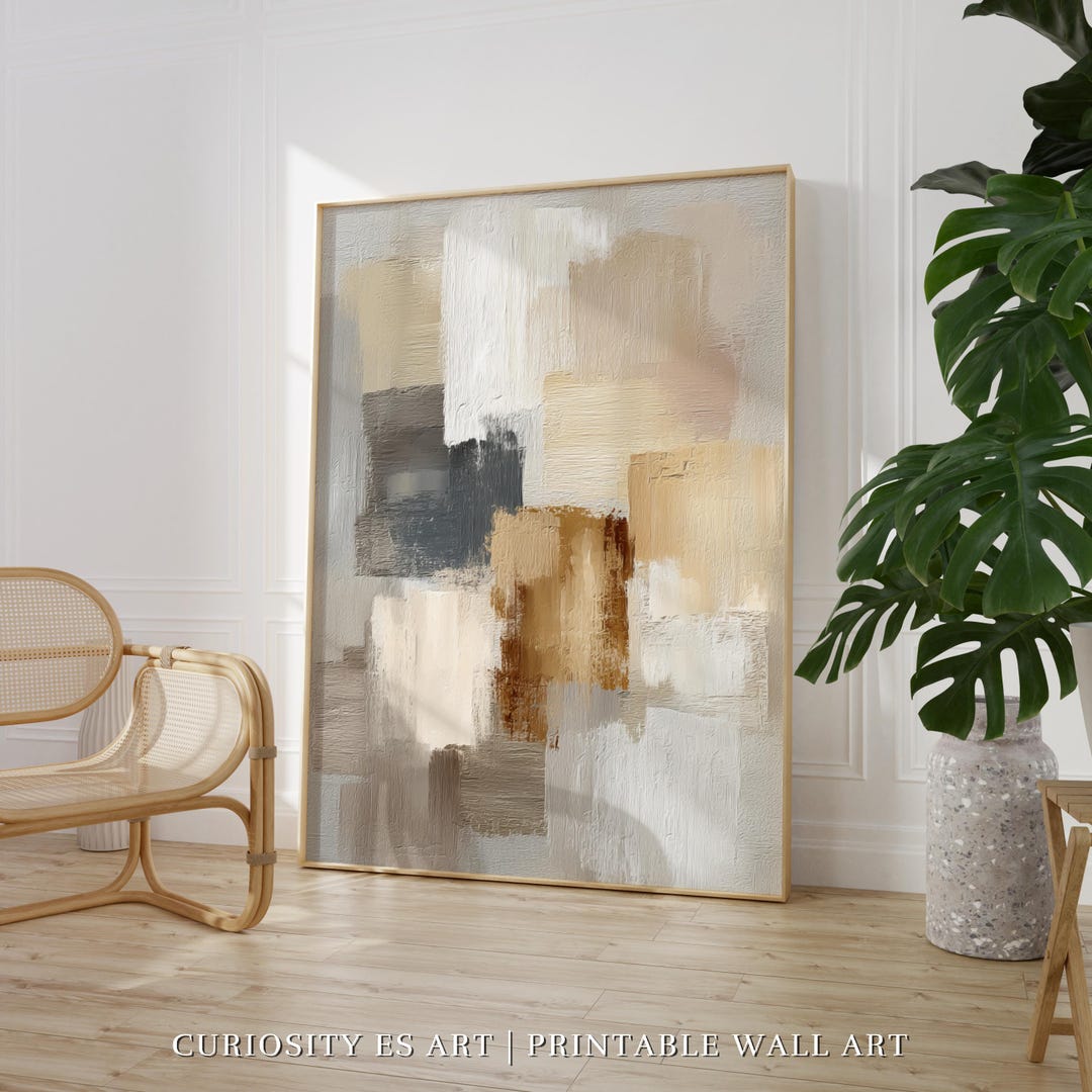 Autumn Neutral Abstract Wall Art, Beige Brown Printable Artwork ...