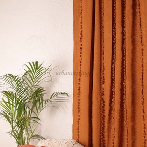 Terracotta Indian Fringes Cotton Curtain Rust Boho Drape Living Room ...