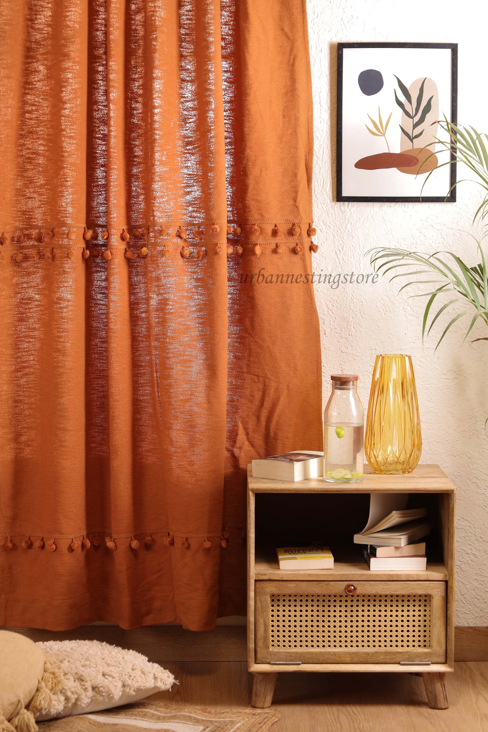 Terracotta Boho Curtains Kitchen & Bedroom Cotton Drapery Custom ...
