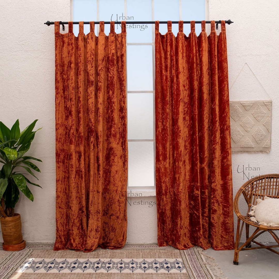 Terracotta Velvet Curtain Dining Curtain Luxury Living Room Curtains ...