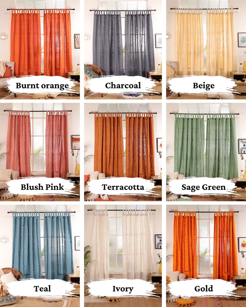 Terracotta Indian Fringes Cotton Curtain Rust Boho Drape Living Room ...