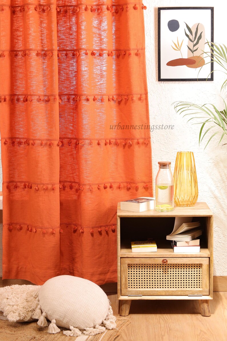 Handmade Natural Organic Cotton Airy Curtains Boho Bedroom Curtain ...