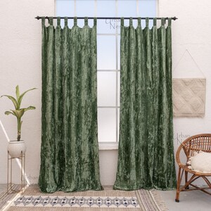 Sage Green Luxury Velvet Curtain Bohemian Curtains Dining - Etsy
