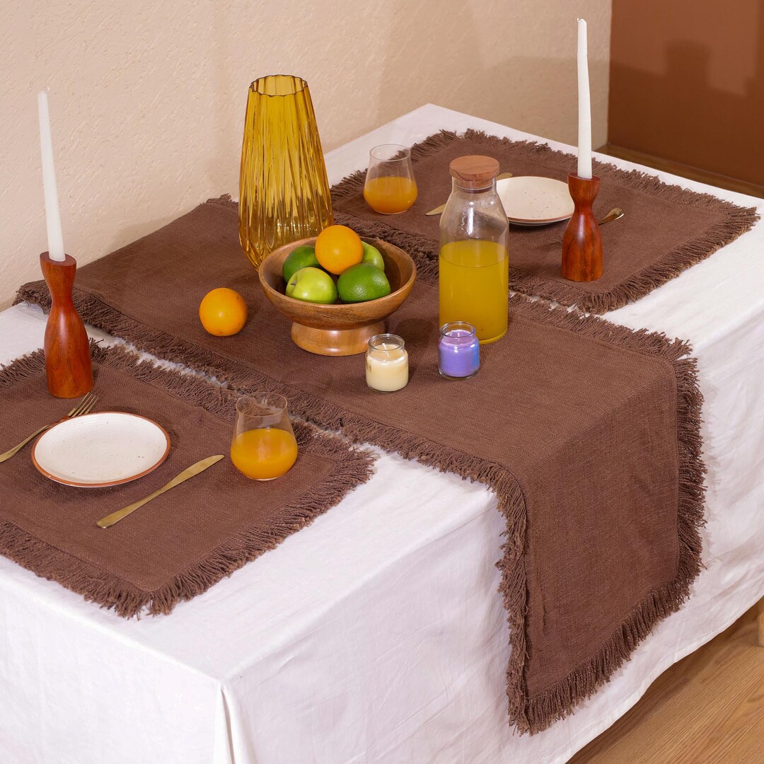 Bohemian Table Runner Brown Traditional Mexican Woven Table Runner Boho Wedding Decor Custom ...