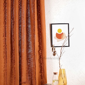 Terracotta Indian Fringes Cotton Curtain Rust Boho Drape Living Room ...