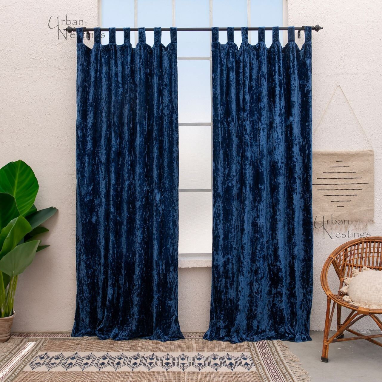 Blue Velvet Curtain Luxury Velvet Curtain Bohemian Window Curtain ...