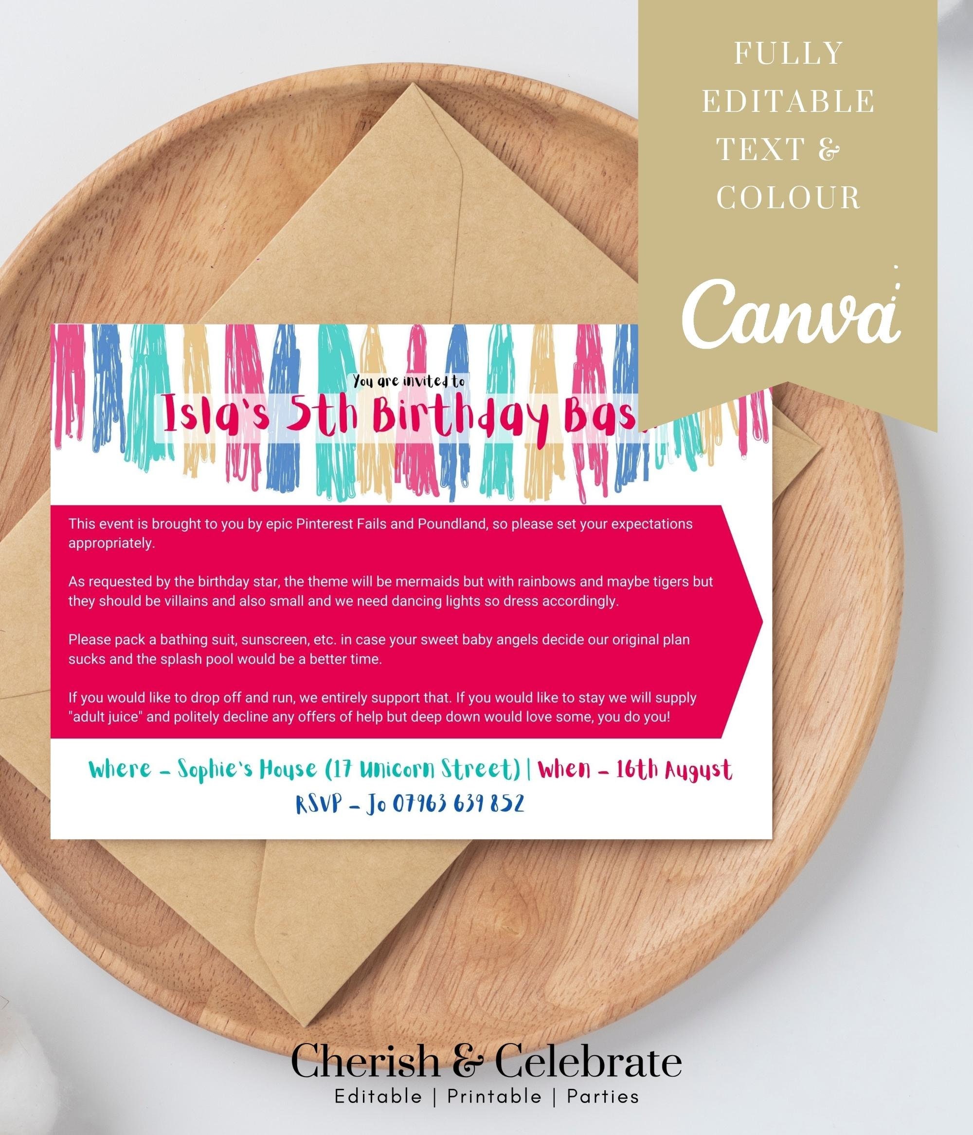 Hilarious Birthday Invitation the Real Expectations of - Etsy