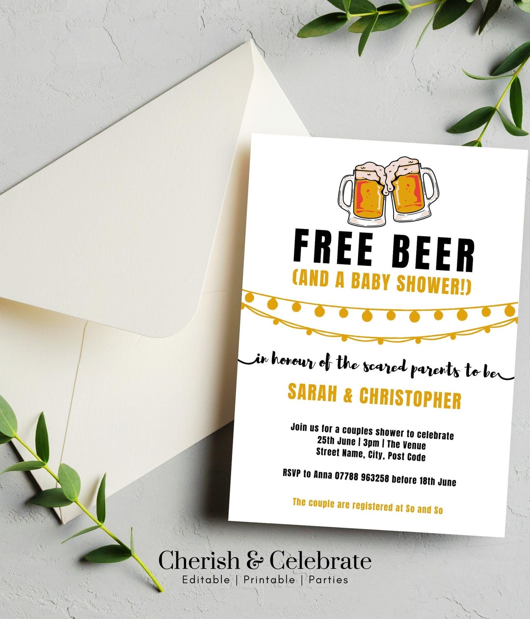 Free Beer and Baby Shower Invitation Template Funny Baby Shower ...