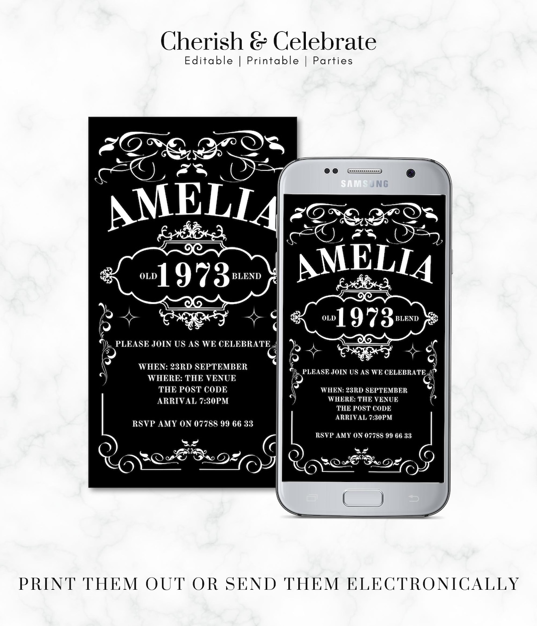 DIY Vintage 50th Birthday Invitation: Editable Template (digital ...