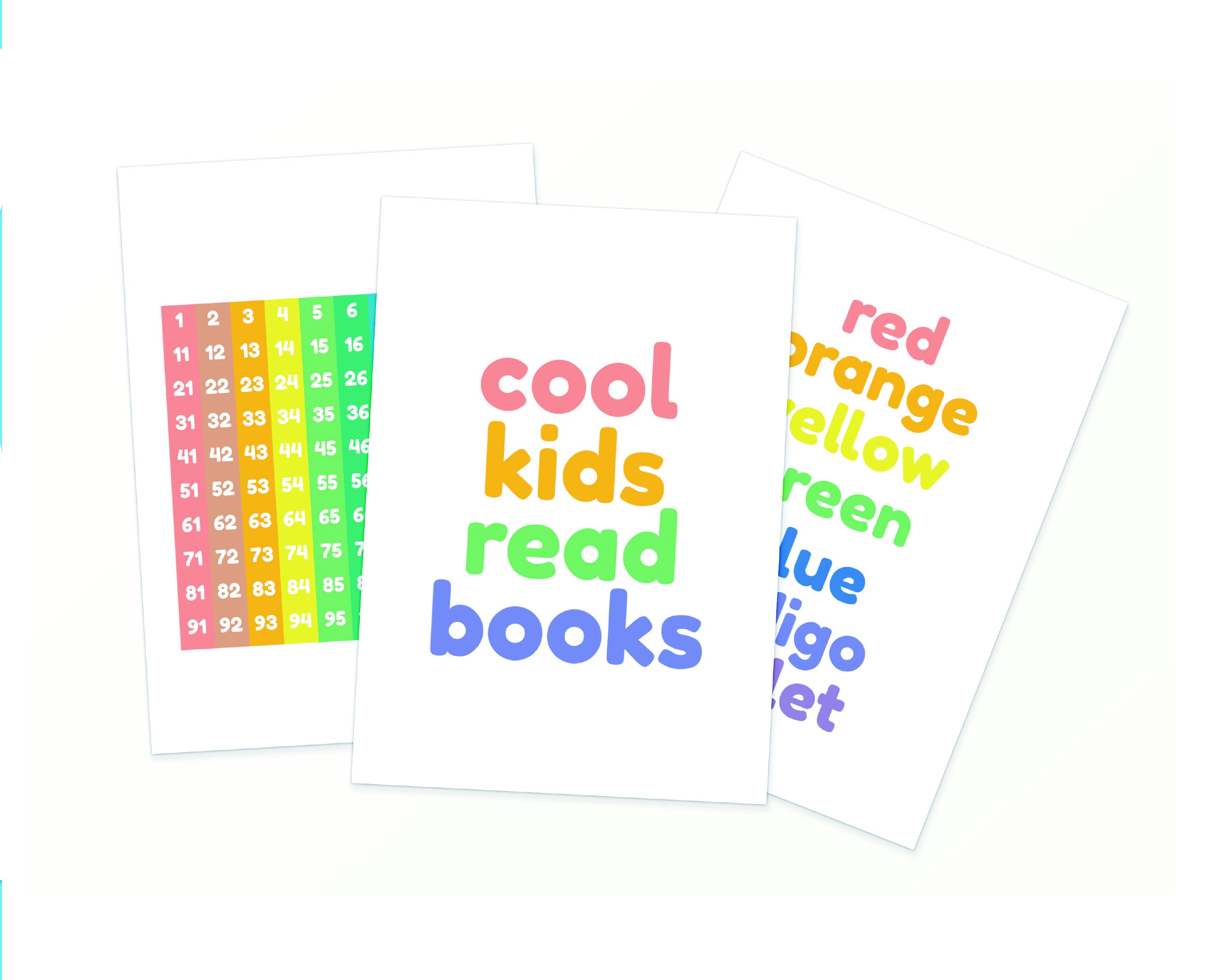 Rainbow School Posters, Classroom Artwork, Educational Prints for Kids ...