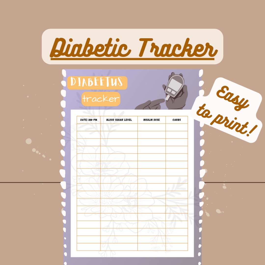 Diabetic Tracker, Blood Sugar Level, Medical Tracker, Digital Pdf Print ...