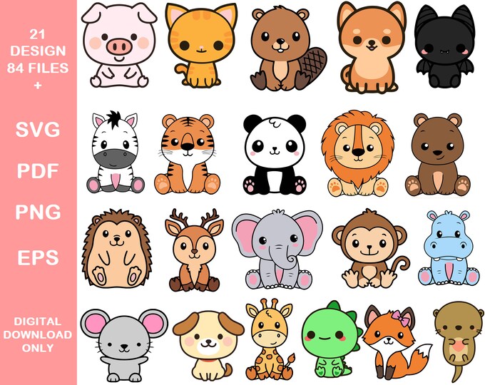 INSTANT Download. Cute Jungle Animal Svg Cut File and Clip Art ...
