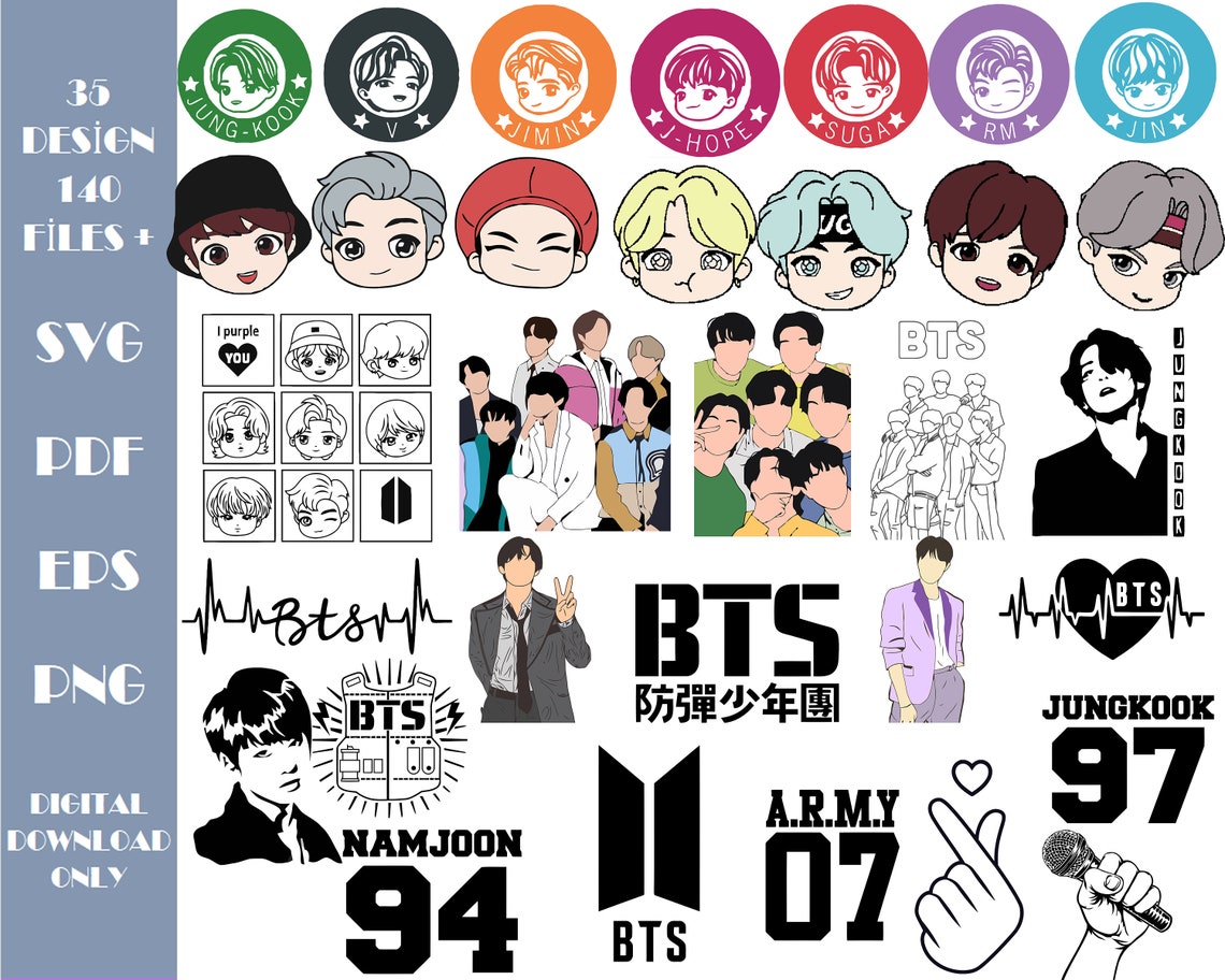 BTS svg bundle Bts png KPop svg files for cricut bt21 svg - Etsy Portugal