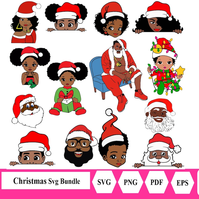 Black Santa Svg - Etsy