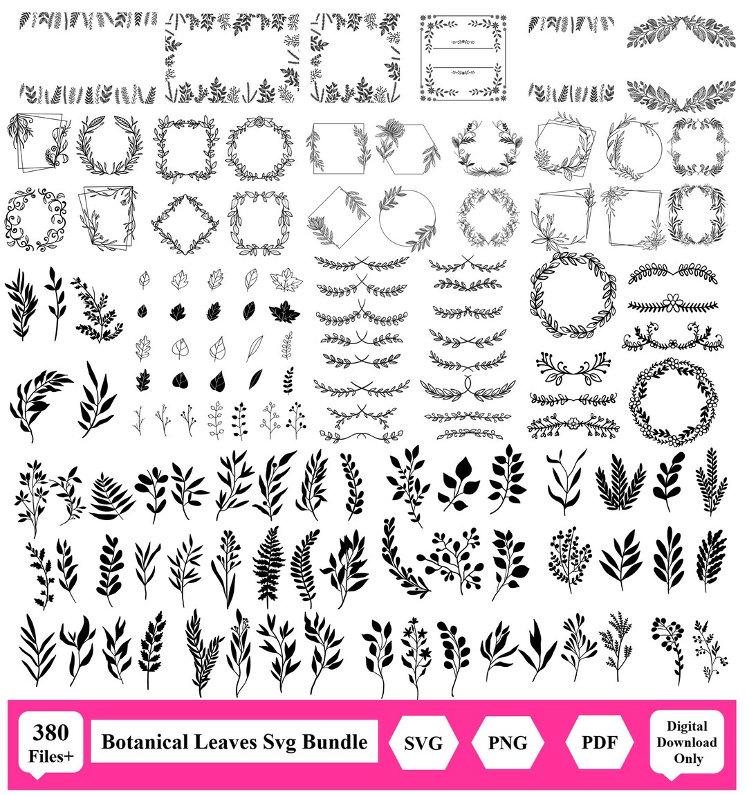 Botanical Leaves and Twigs SVG Bundle, Botanical Clipart, Tree Branch ...